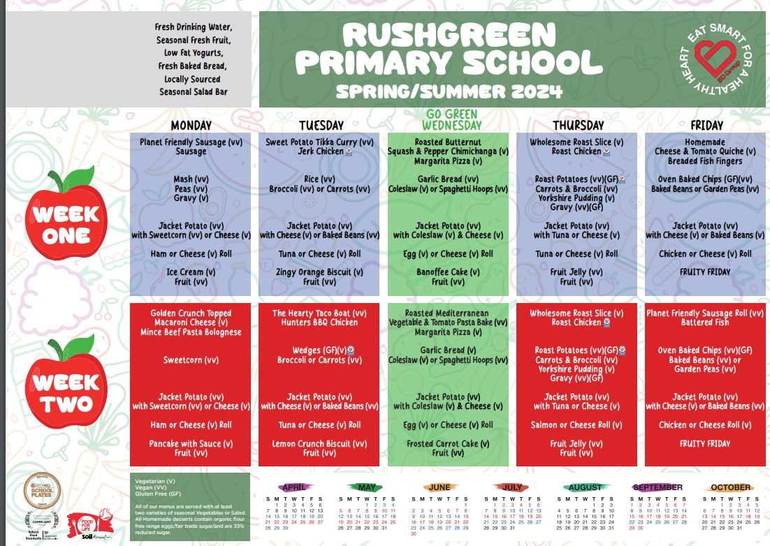 Lunch Menu : Rush Green Primary School
